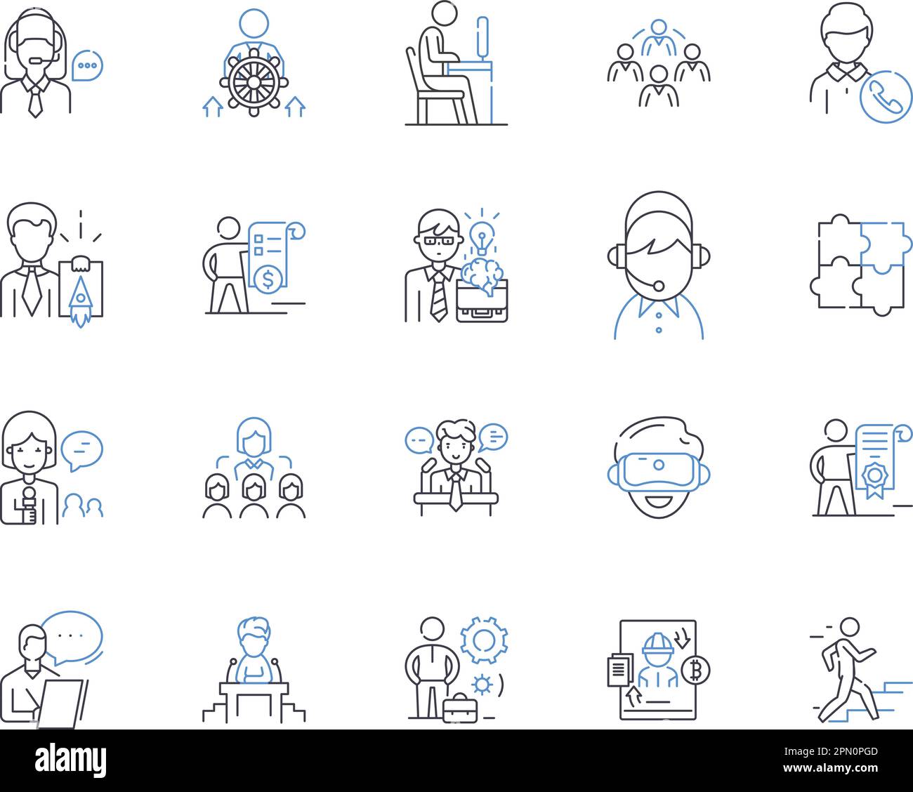 Work space outline icons collection. Office, Area, Desk, Environment ...