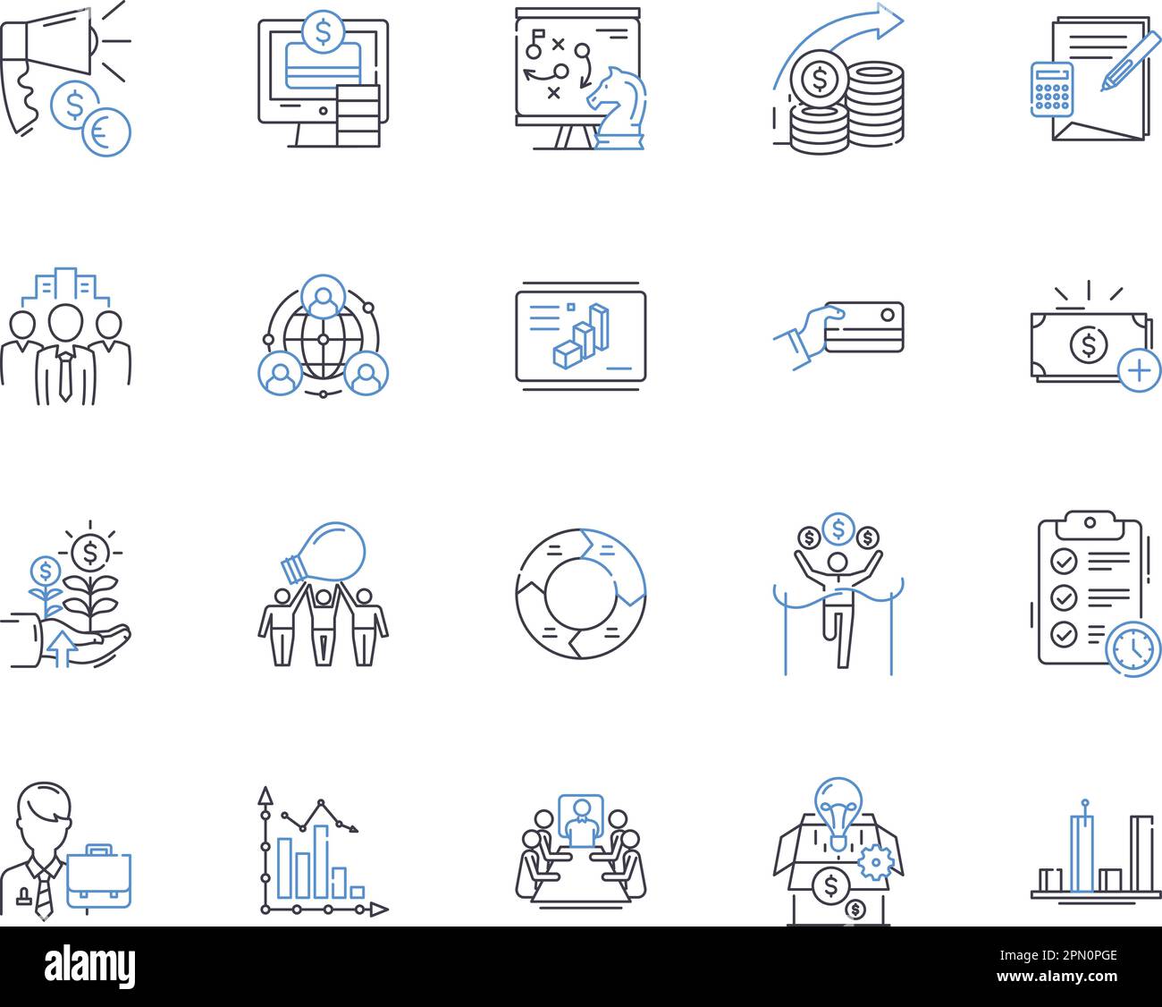 Bank and financial strategy outline icons collection. Banking, Finance ...