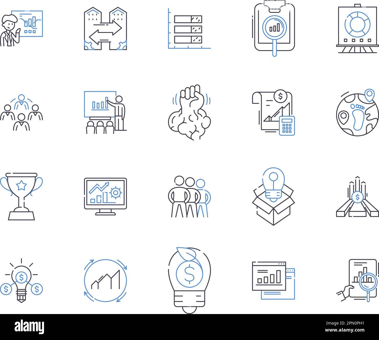 Business development outline icons collection. Sales, Leads, Strategy ...