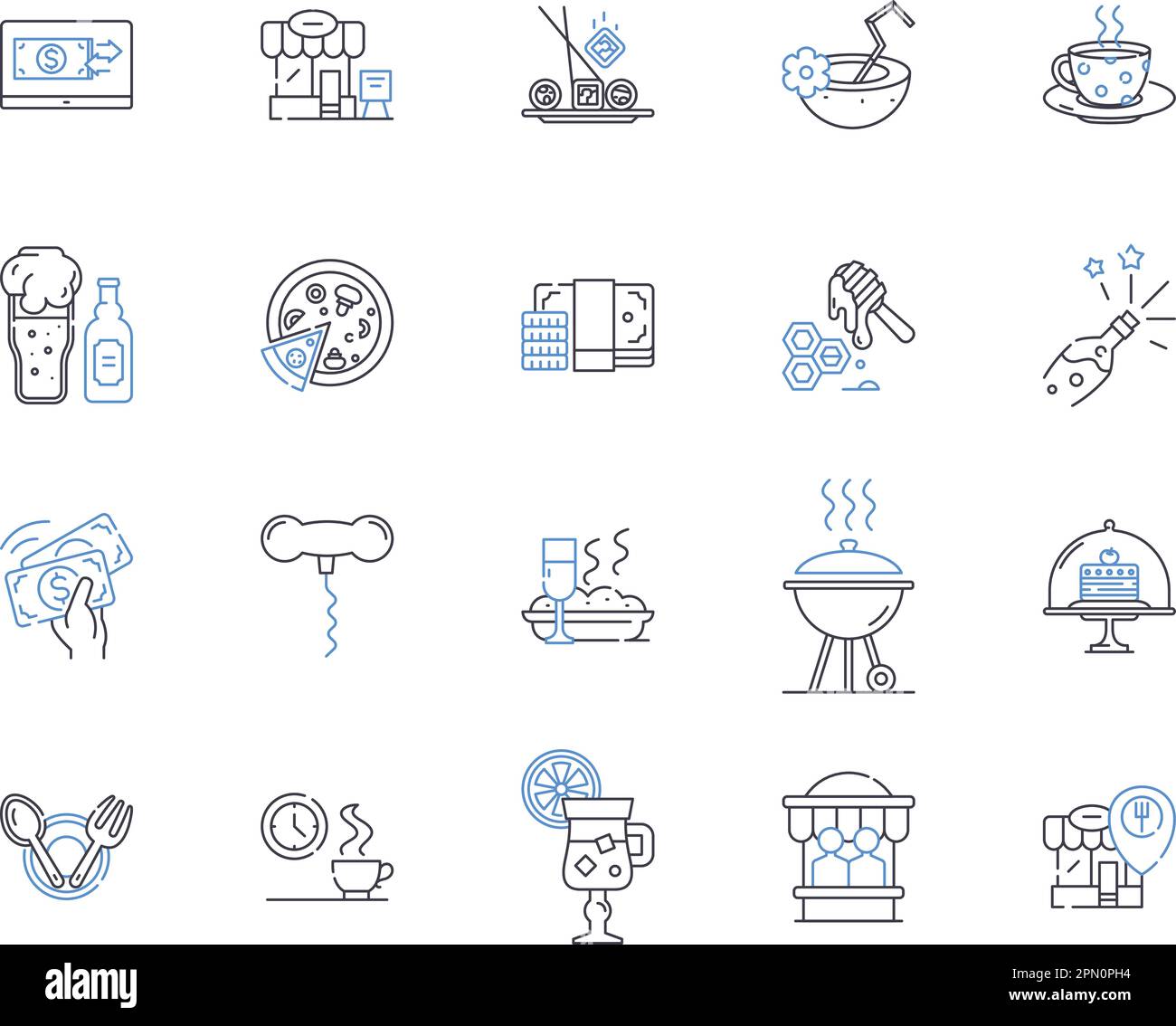 Cafe management outline icons collection. cafe, management, staff ...