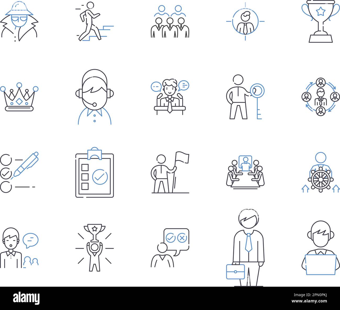 Management work outline icons collection. Management, Work, Control ...