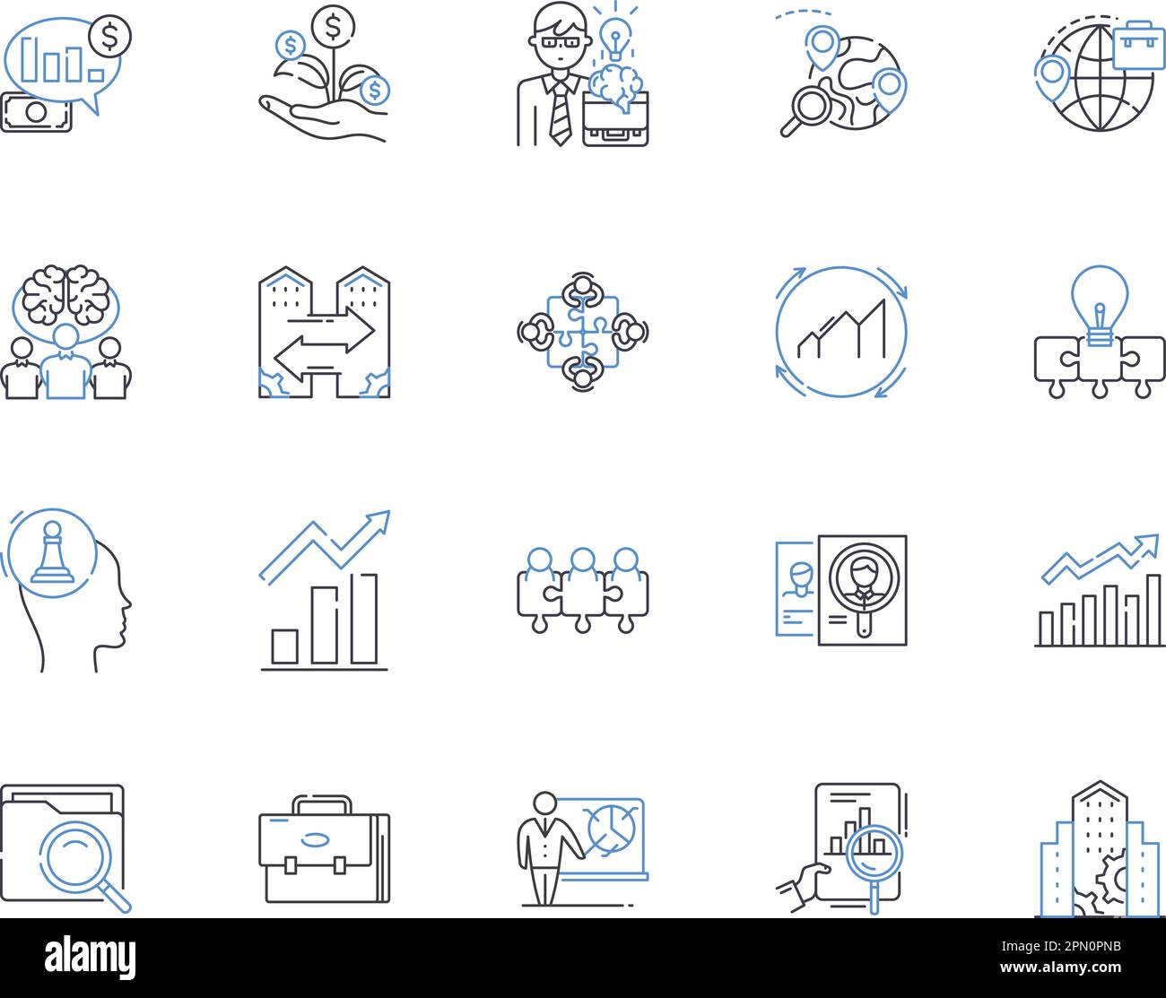 Business metrics outline icons collection. Revenue, Profit, Cost ...