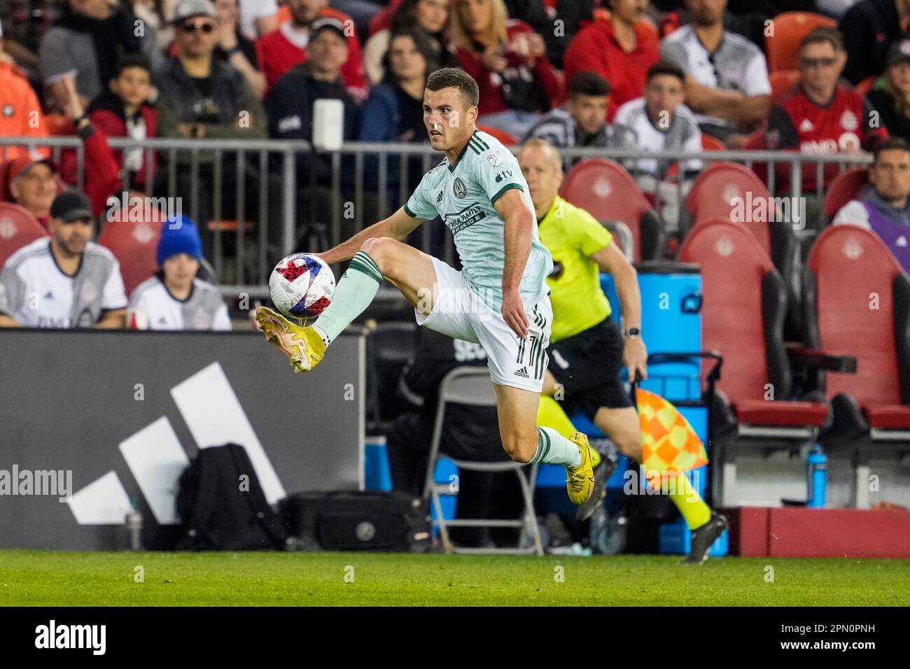 Atlanta United defender Brooks Lennon (11) plays the ball during the ...