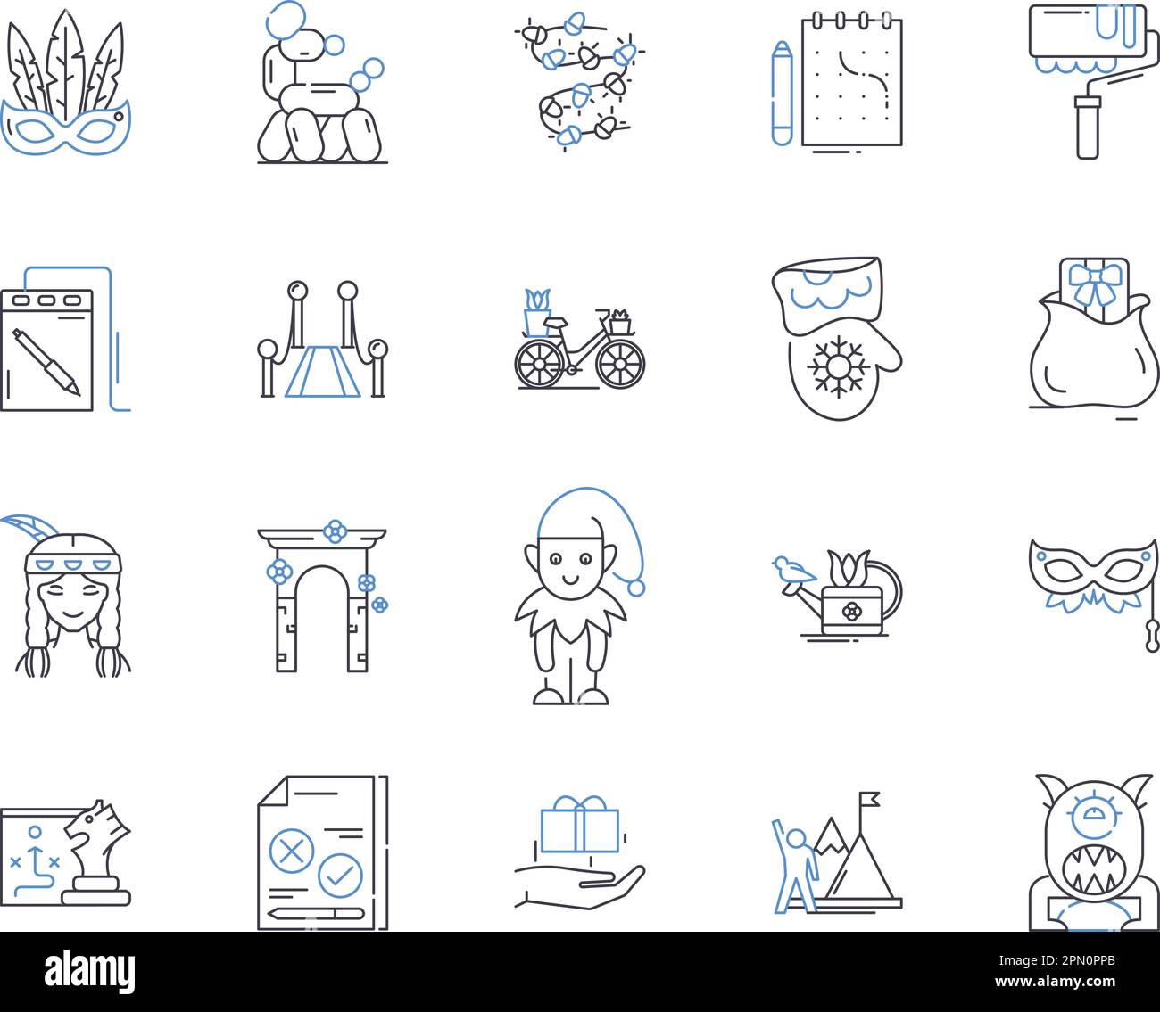 Hobbies and learning outline icons collection. Crafting, Reading ...