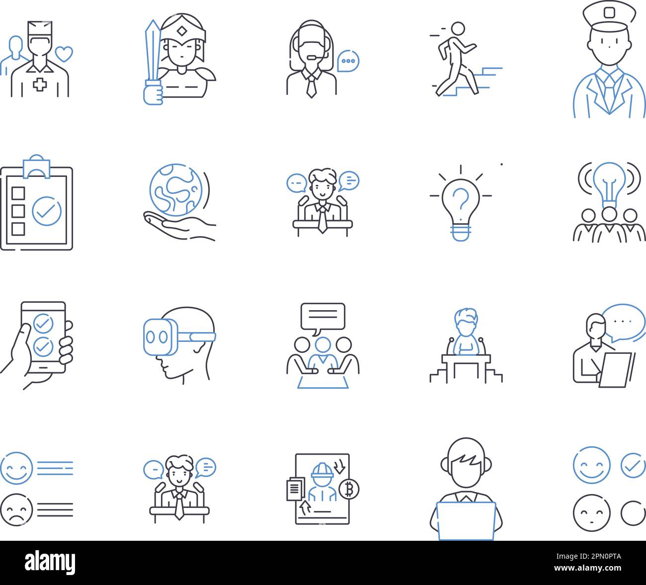 Management staff outline icons collection. Manager, Staff, Leadership, Supervisor, Administrator ...