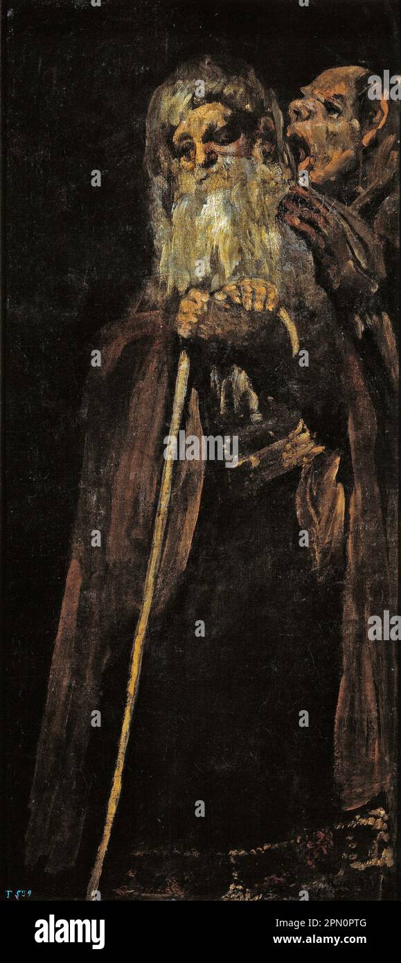 Two Old Men (1819–1823) painted by the Spanish painter Francisco Goya ...