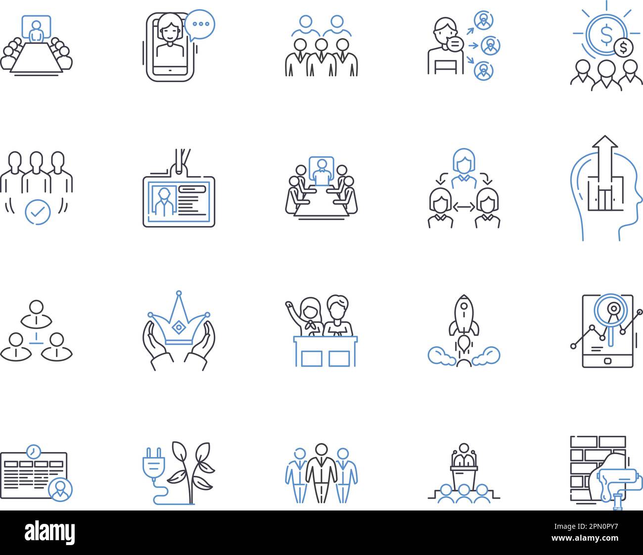 Team networking outline icons collection. Networking, Team, Collaboration, Connecting ...