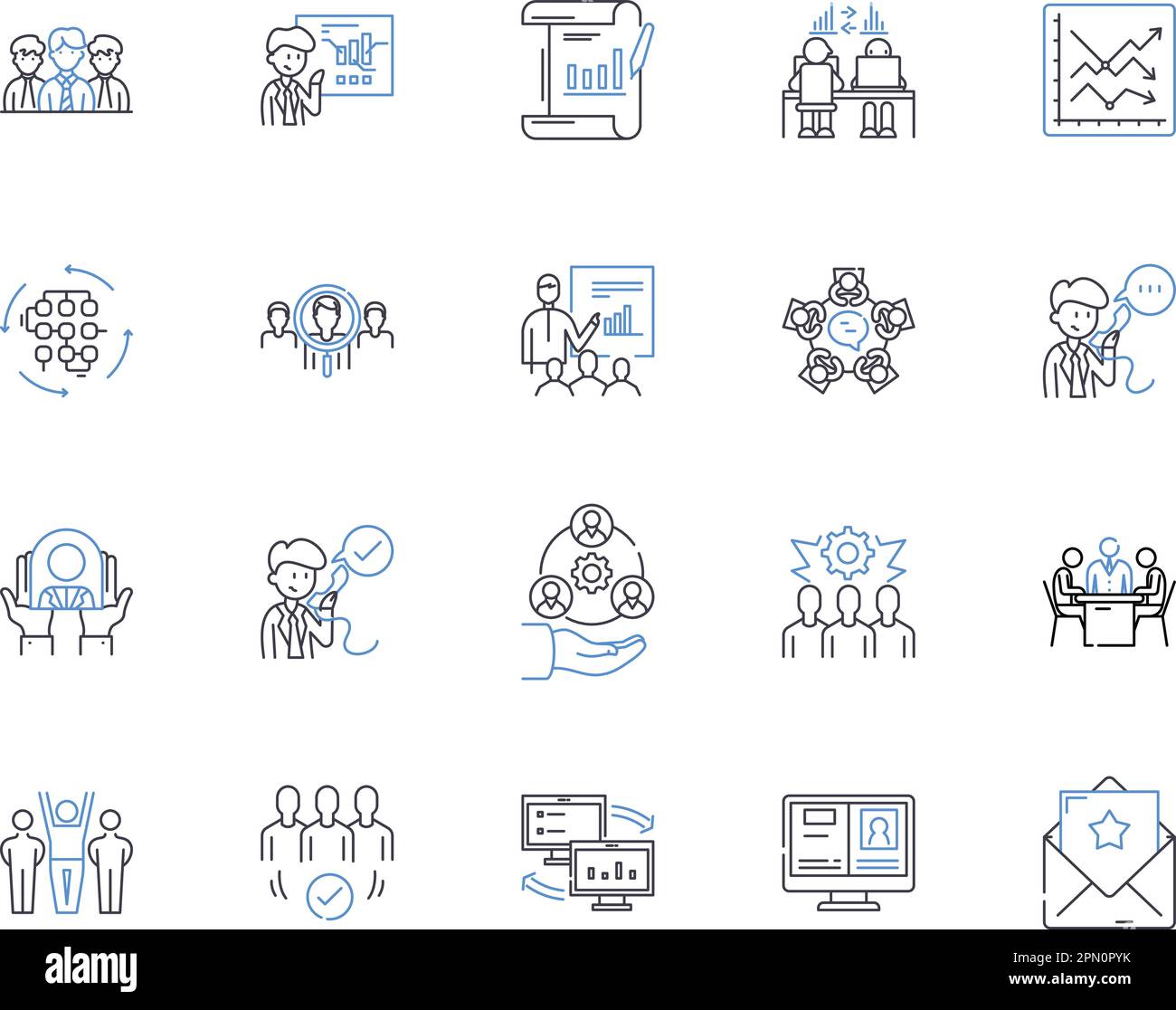 Management And Office Outline Icons Collection Office Management Staff Files Documents