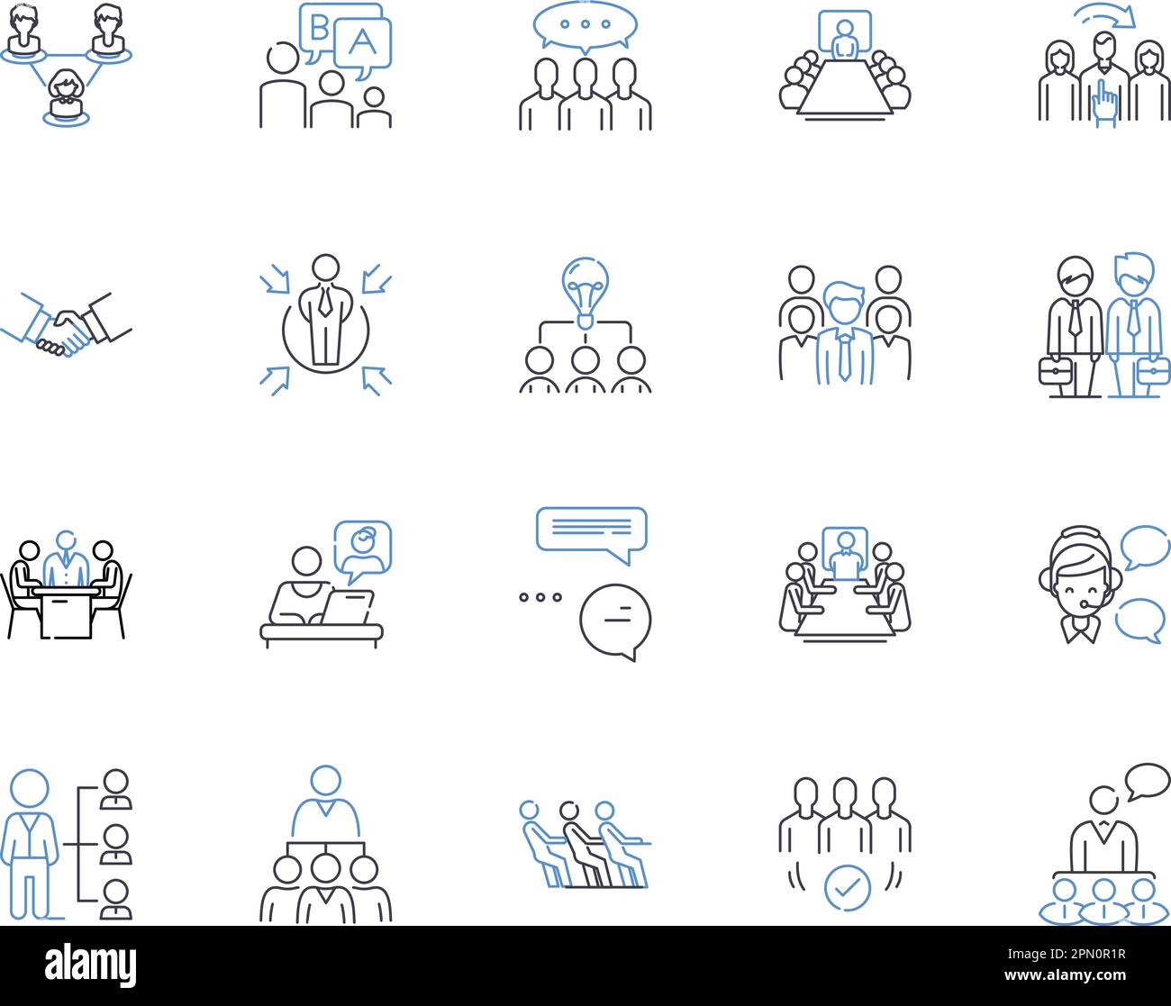 Management coworkers outline icons collection. Cooperation ...