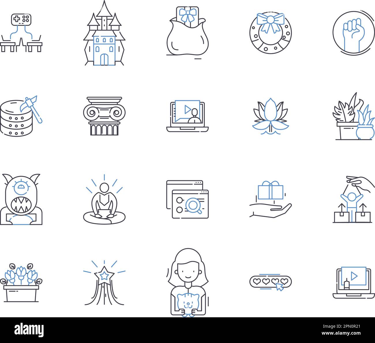 Art and craft outline icons collection. painting, drawing, sketching ...