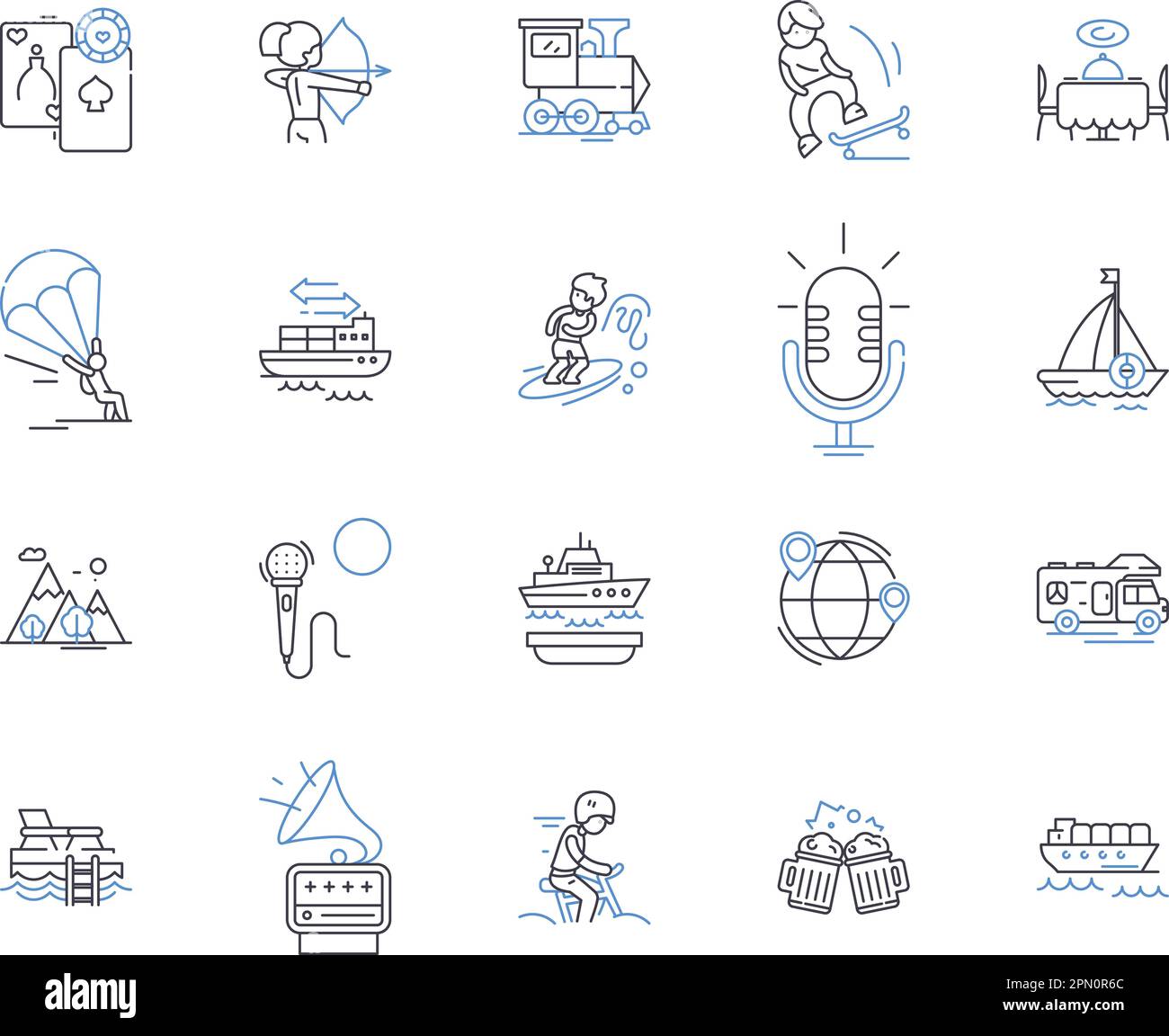 Travel and leisure outline icons collection. Vacation, Tour, Adventure ...