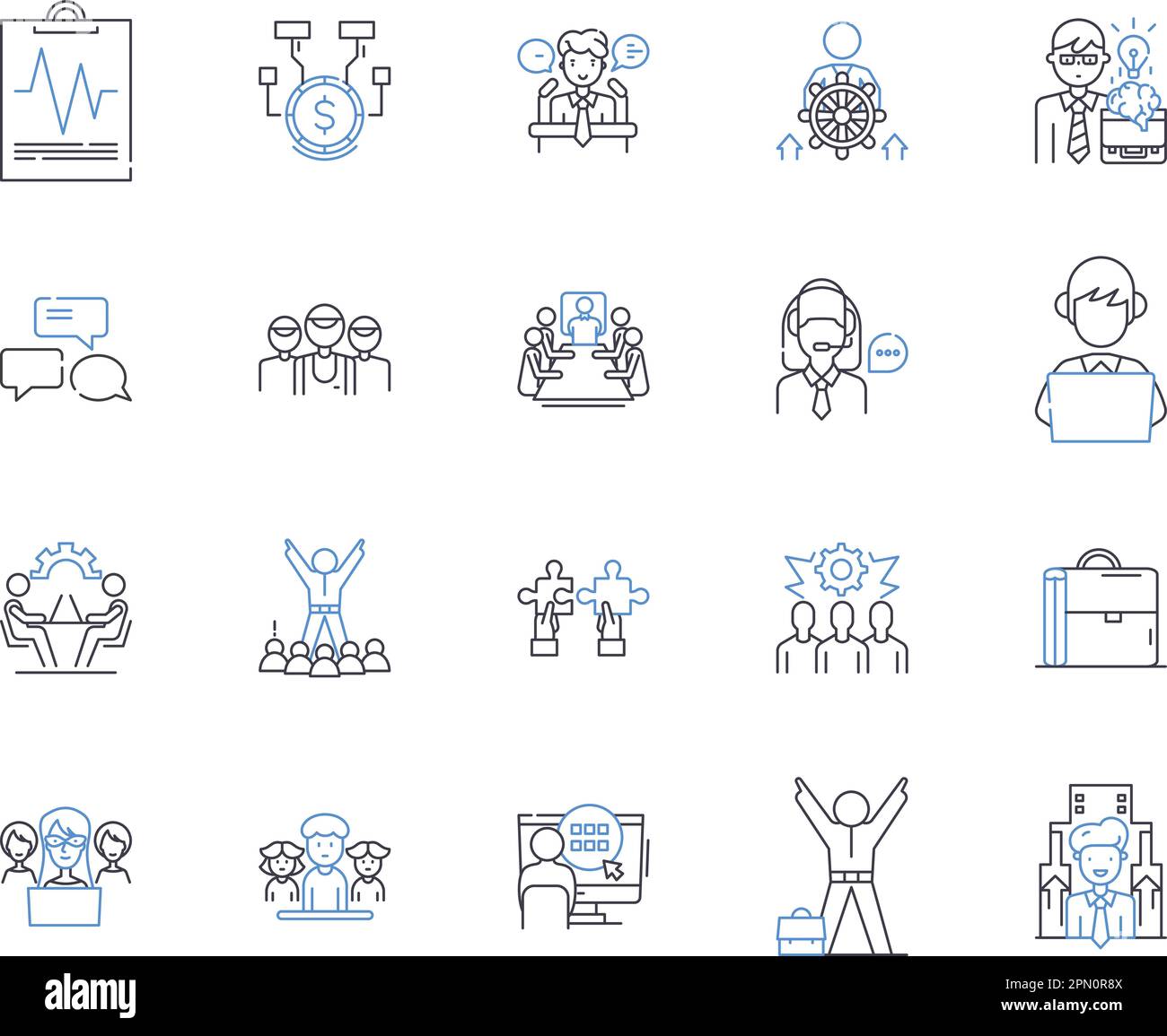 Employee effectiveness outline icons collection. Productivity ...