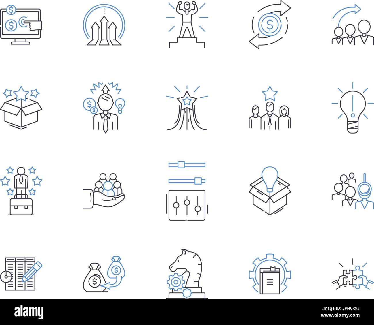 Work efficiency outline icons collection. Productivity, Effectiveness ...