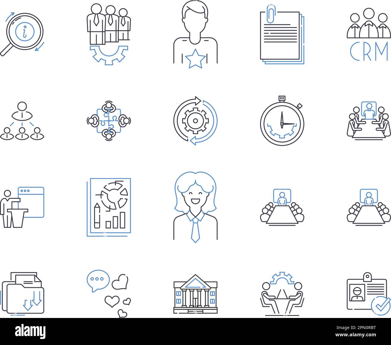 Department cooperation outline icons collection. Coordination ...