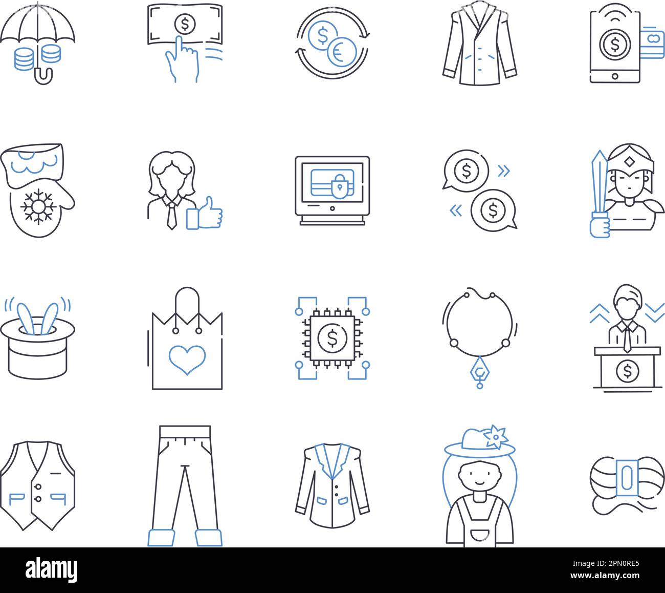 Fashion industry outline icons collection. Clothing, Garments, Apparel ...