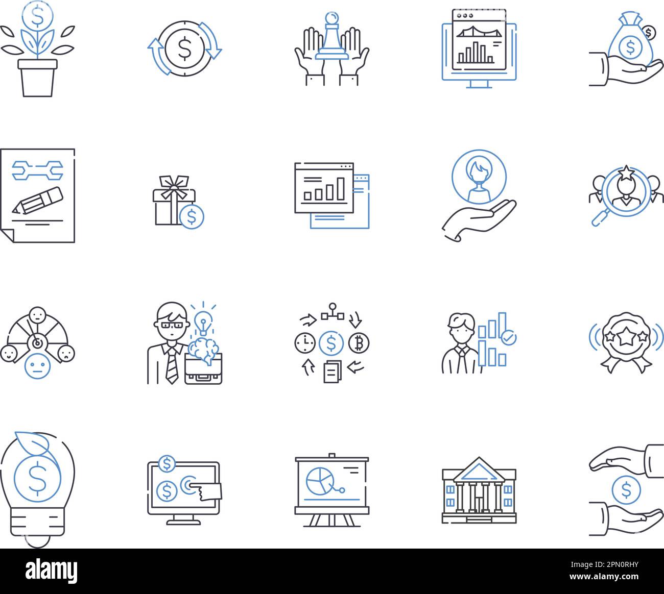 Personal Finance Management outline icons collection. Budgeting, Saving ...