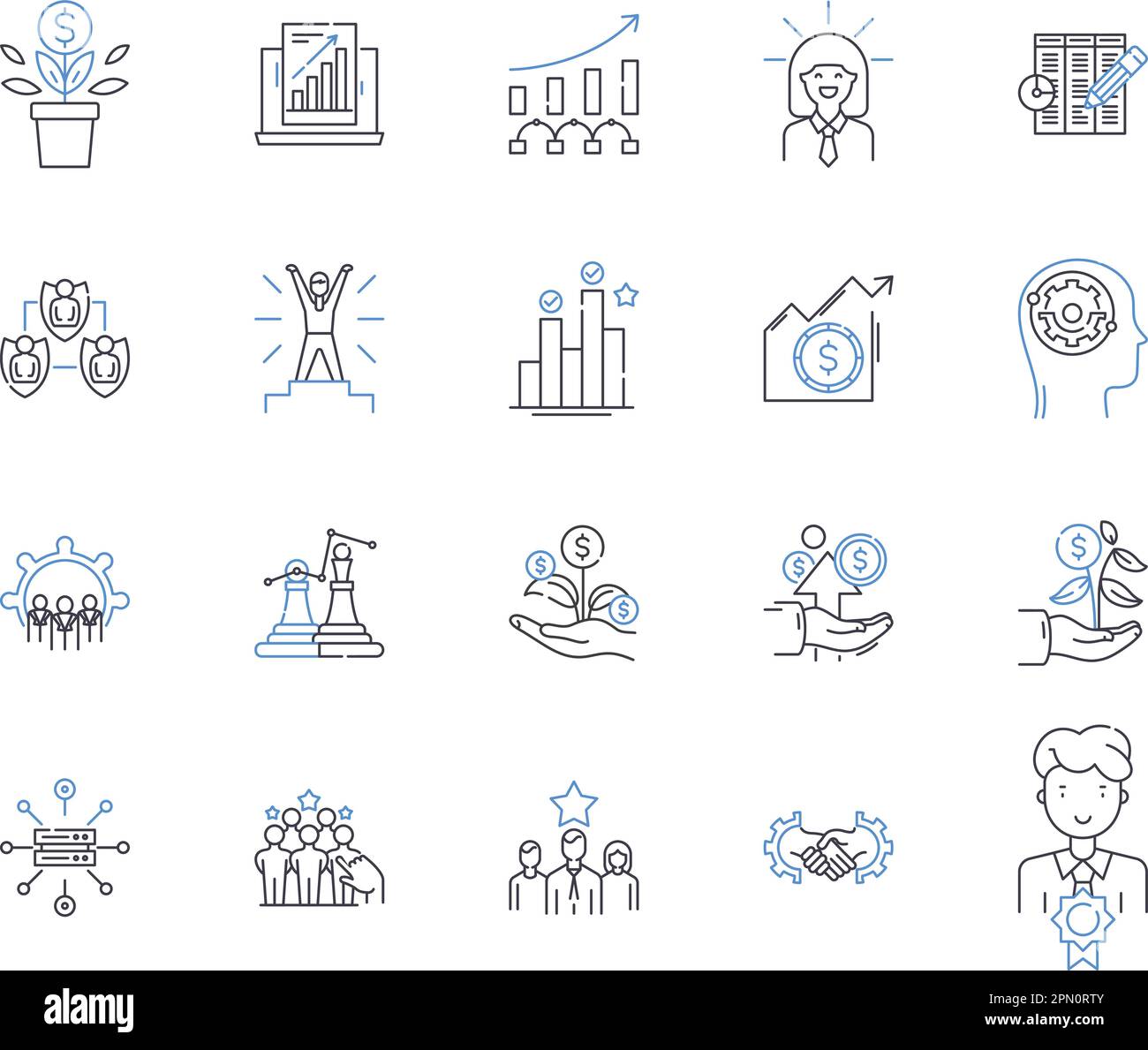 Work effectiveness outline icons collection. Efficiency, Productivity ...
