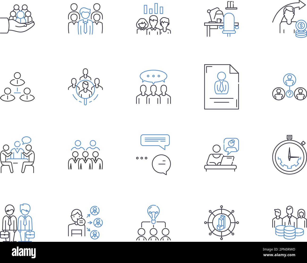 Management Office Outline Icons Collection Office Management