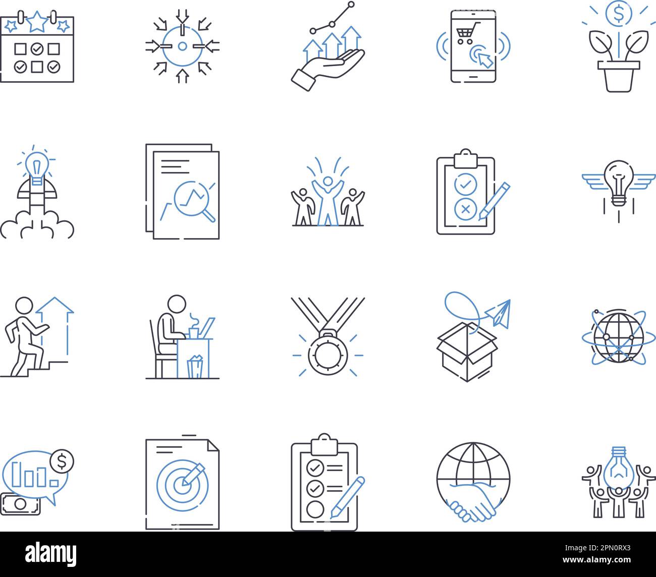 Company success outline icons collection. Profitability, Profits ...