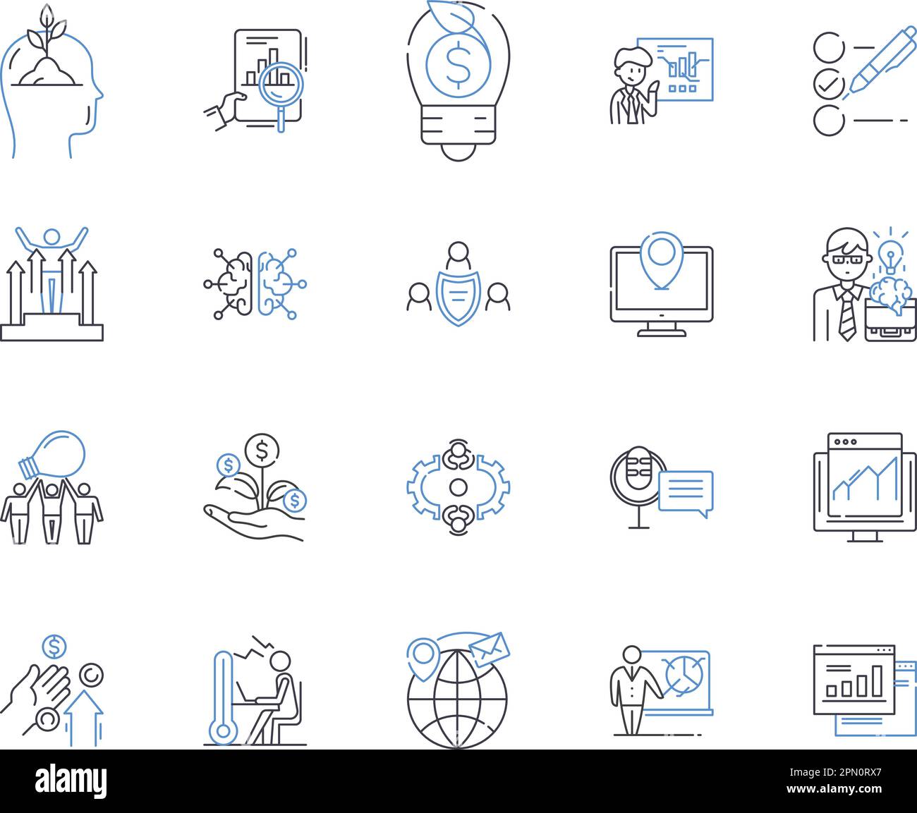 Company growth outline icons collection. Expansion, Expansionary ...