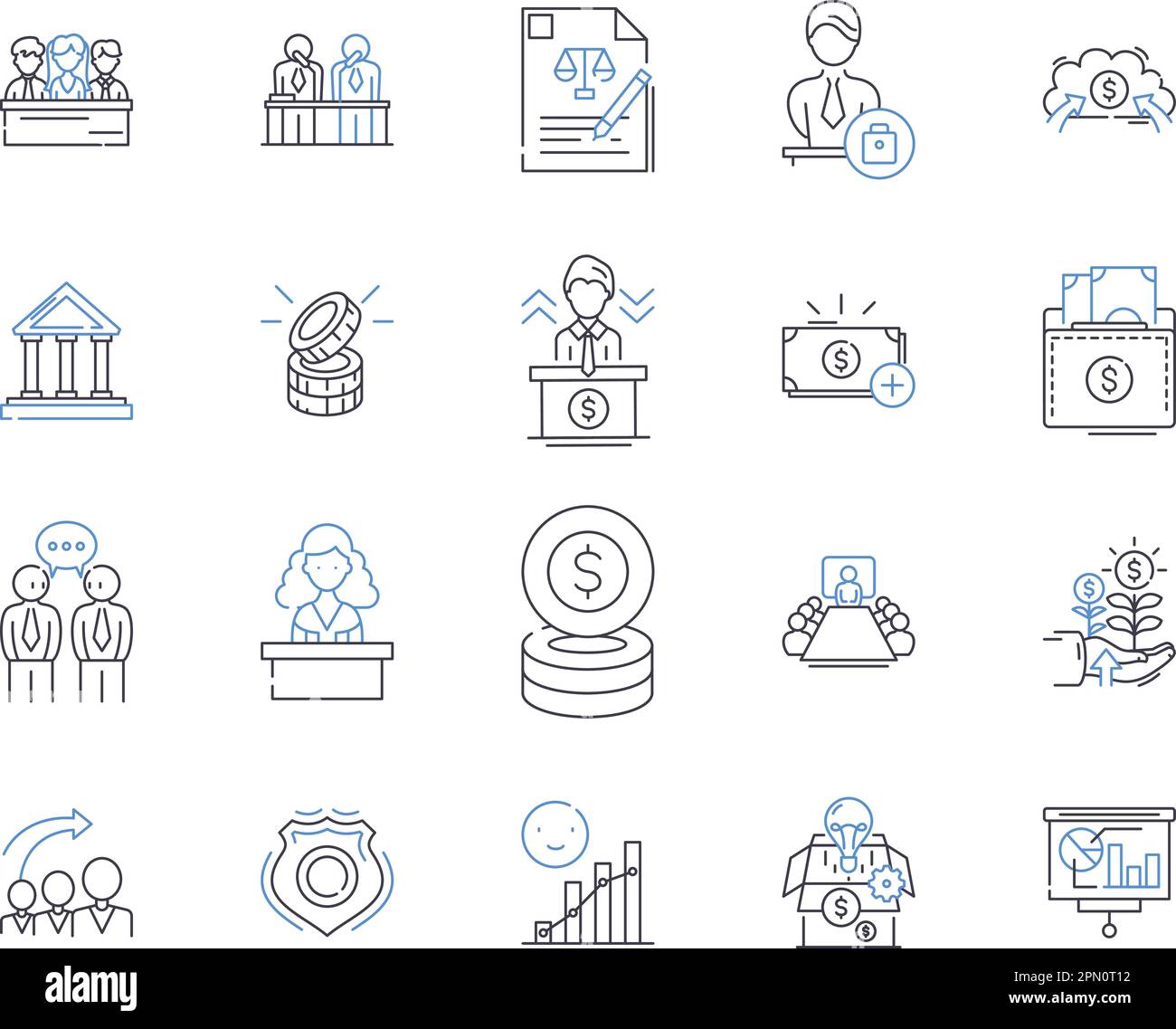 Bank Legal Outline Icons Collection Bank Legal Contract Finance