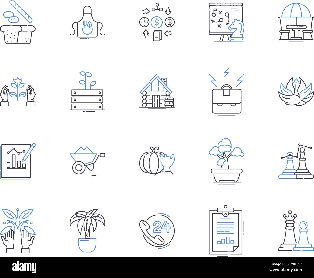 Farming business outline icons collection. Cropping, Sowing, Farming ...