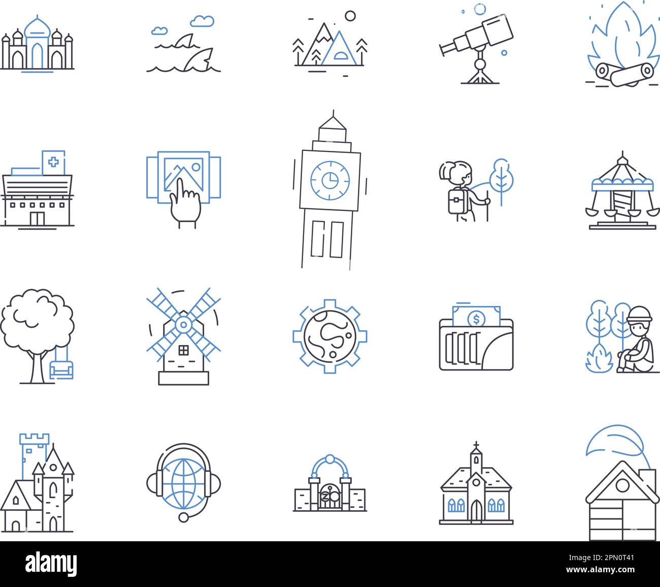 Tour operator outline icons collection. Tour, Operator, Travel, Agency ...