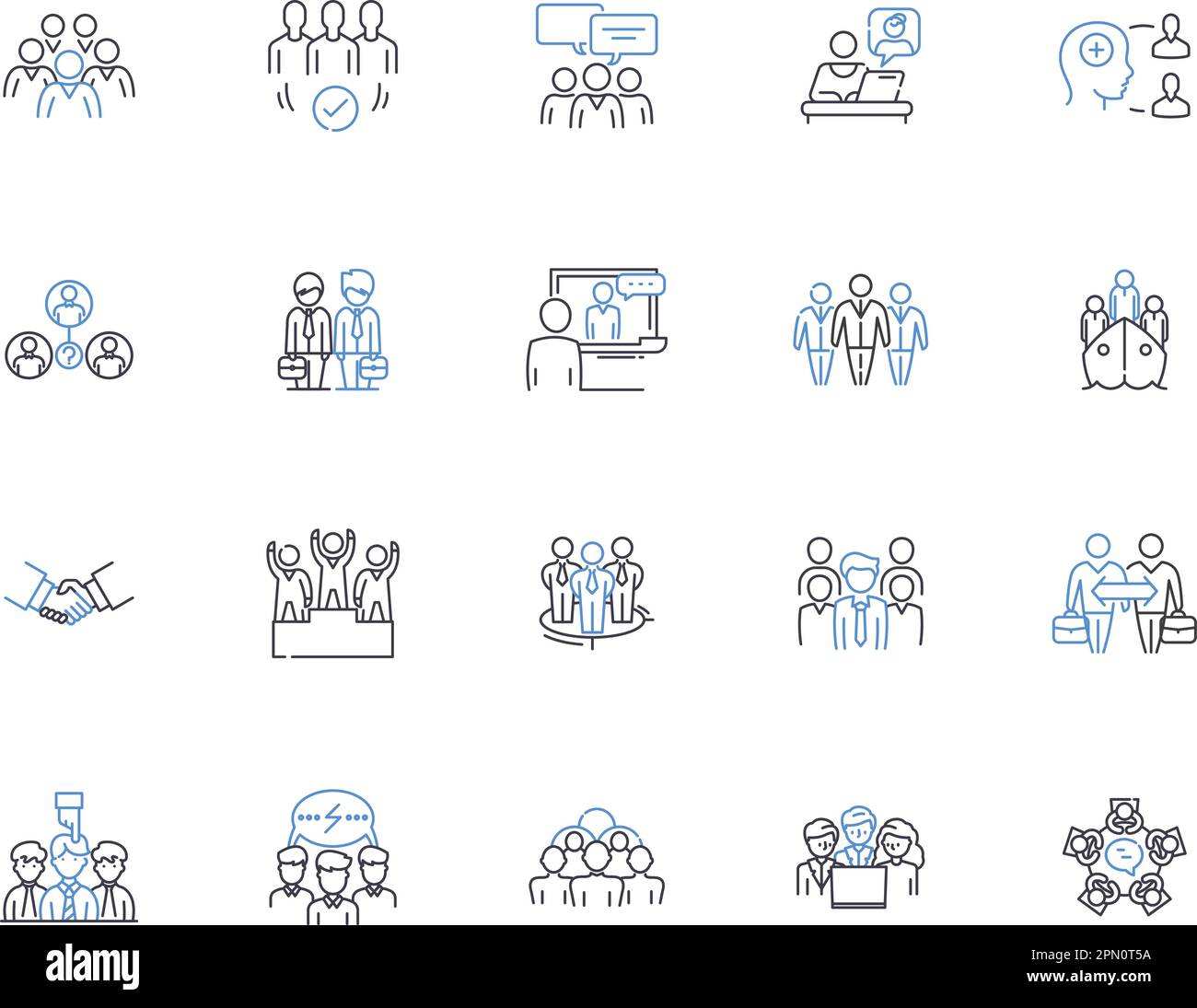 Teamwork outline icons collection. Cooperation, Collaboration, Shared ...