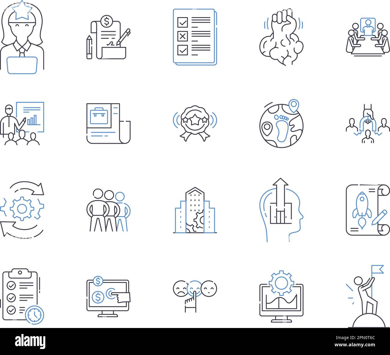 Company growth outline icons collection. Expansion, Expansionary ...