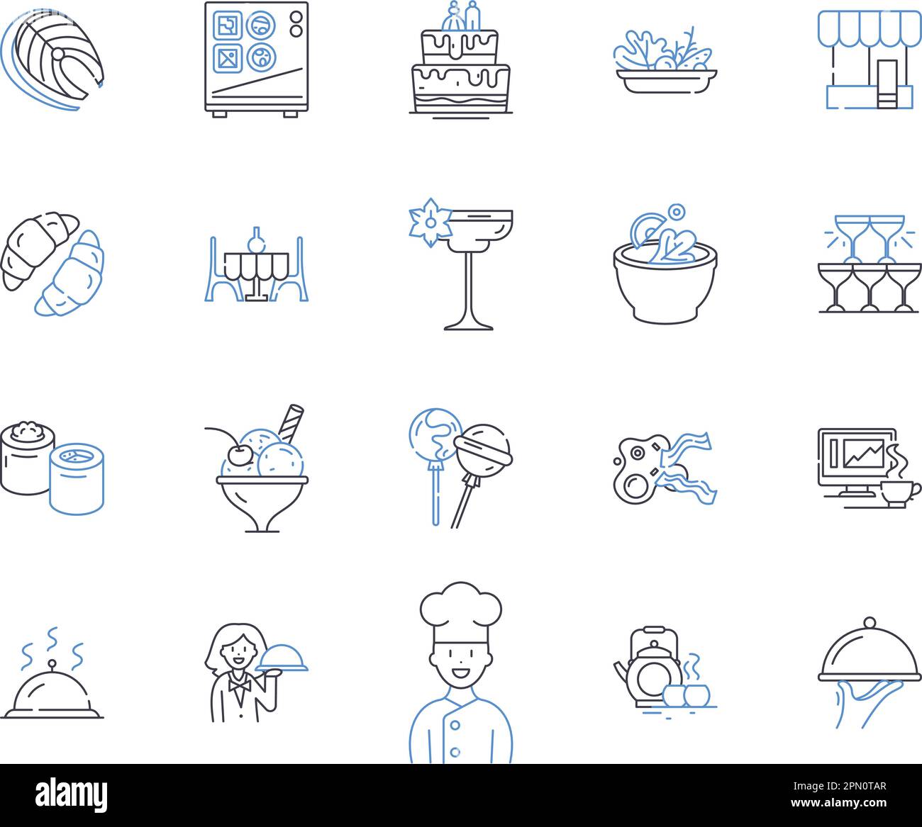 Cafe management outline icons collection. cafe, management, staff ...