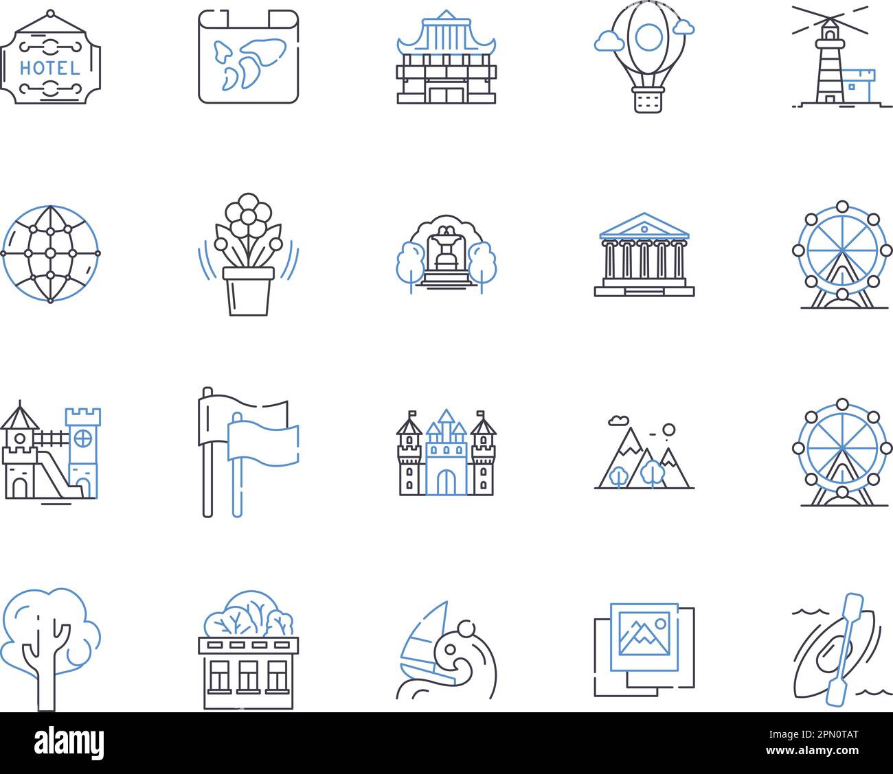 Tour operator outline icons collection. Tour, Operator, Travel, Agency ...
