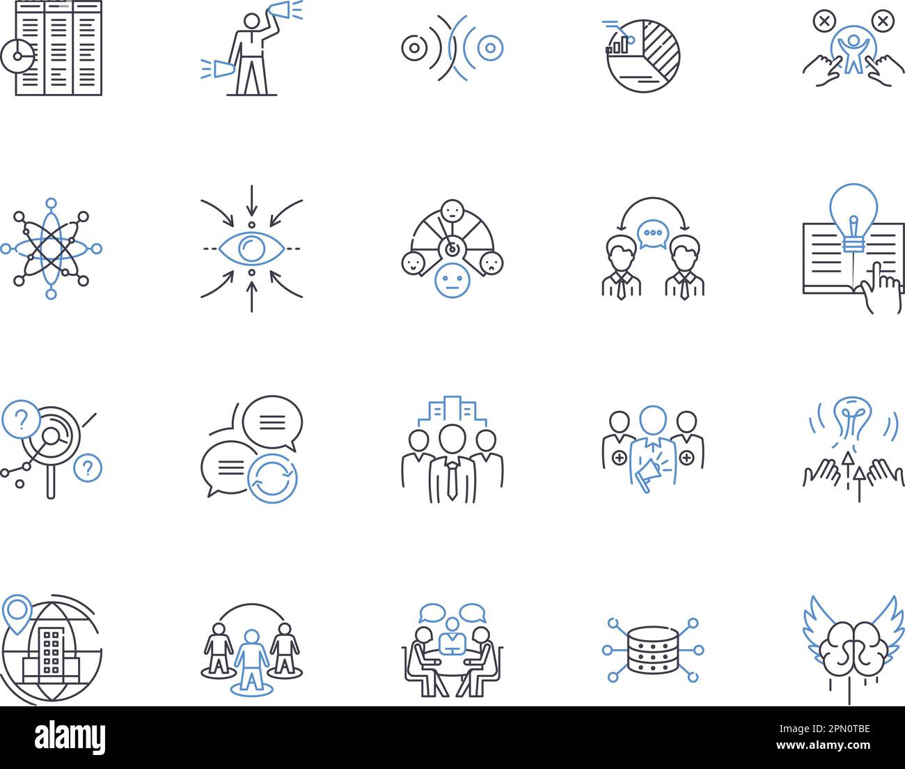 Partnership relation outline icons collection. Alliance, Cooperation ...