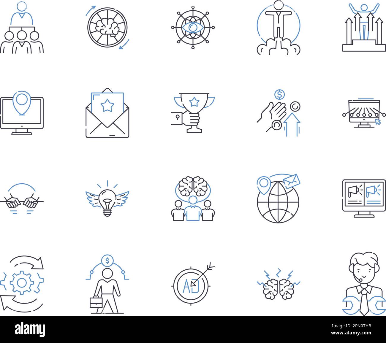 Corporation progress outline icons collection. Growth, Expansion ...