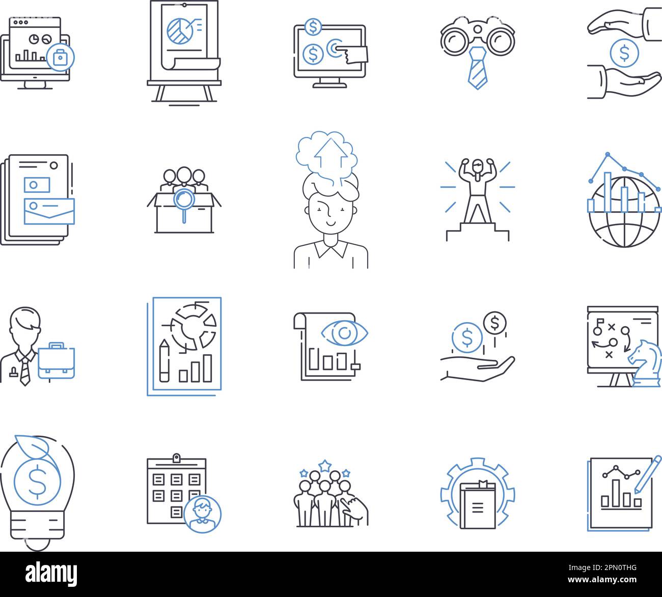 Work effectiveness outline icons collection. Efficiency, Productivity, Accuracy, Quality, Output ...