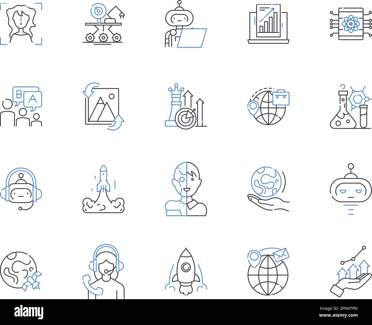 Innovation startup outline icons collection. Innovative, Startup, Novel, Enterprising, Creative ...