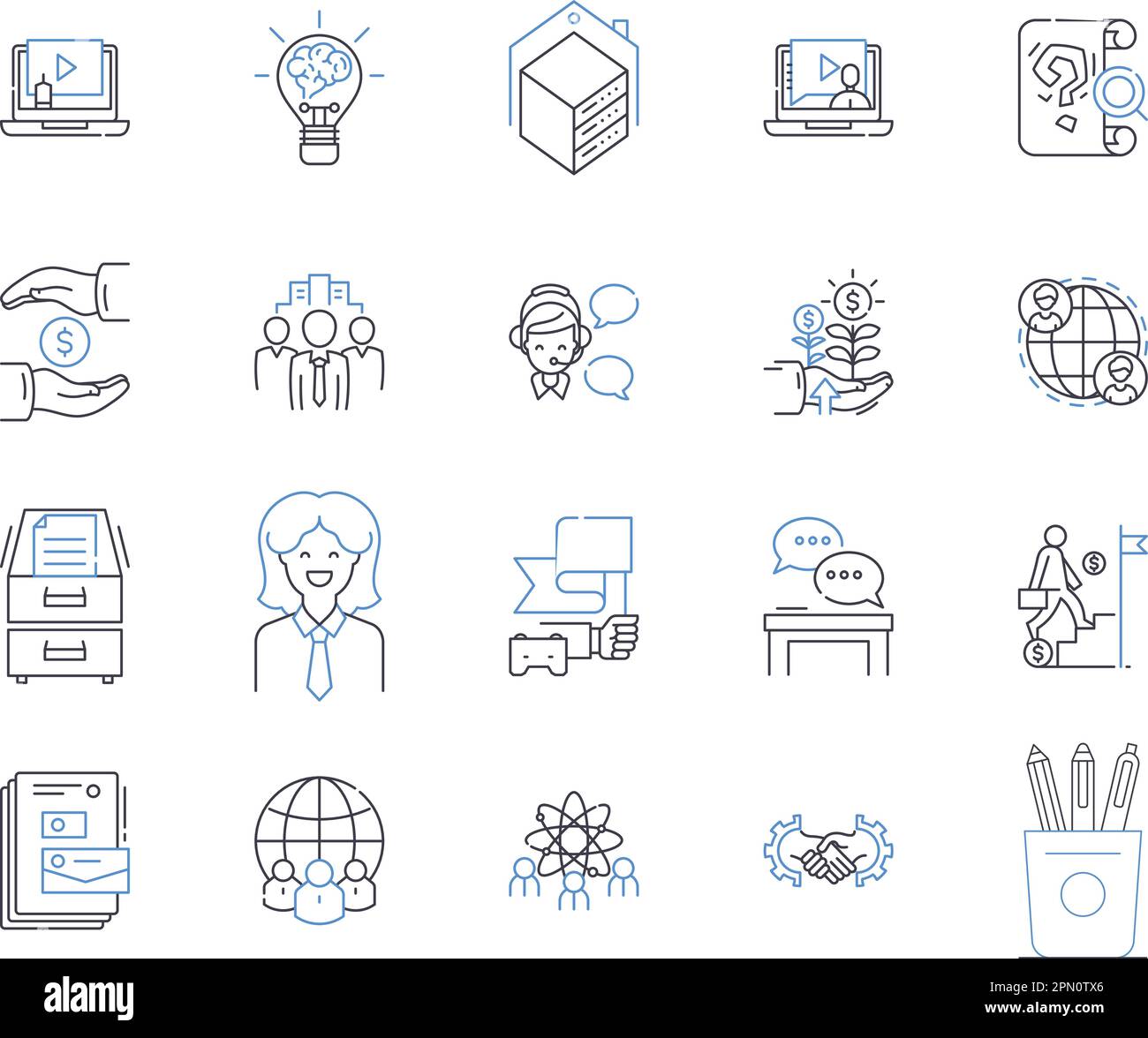 Social entrepreneurship outline icons collection. Social ...