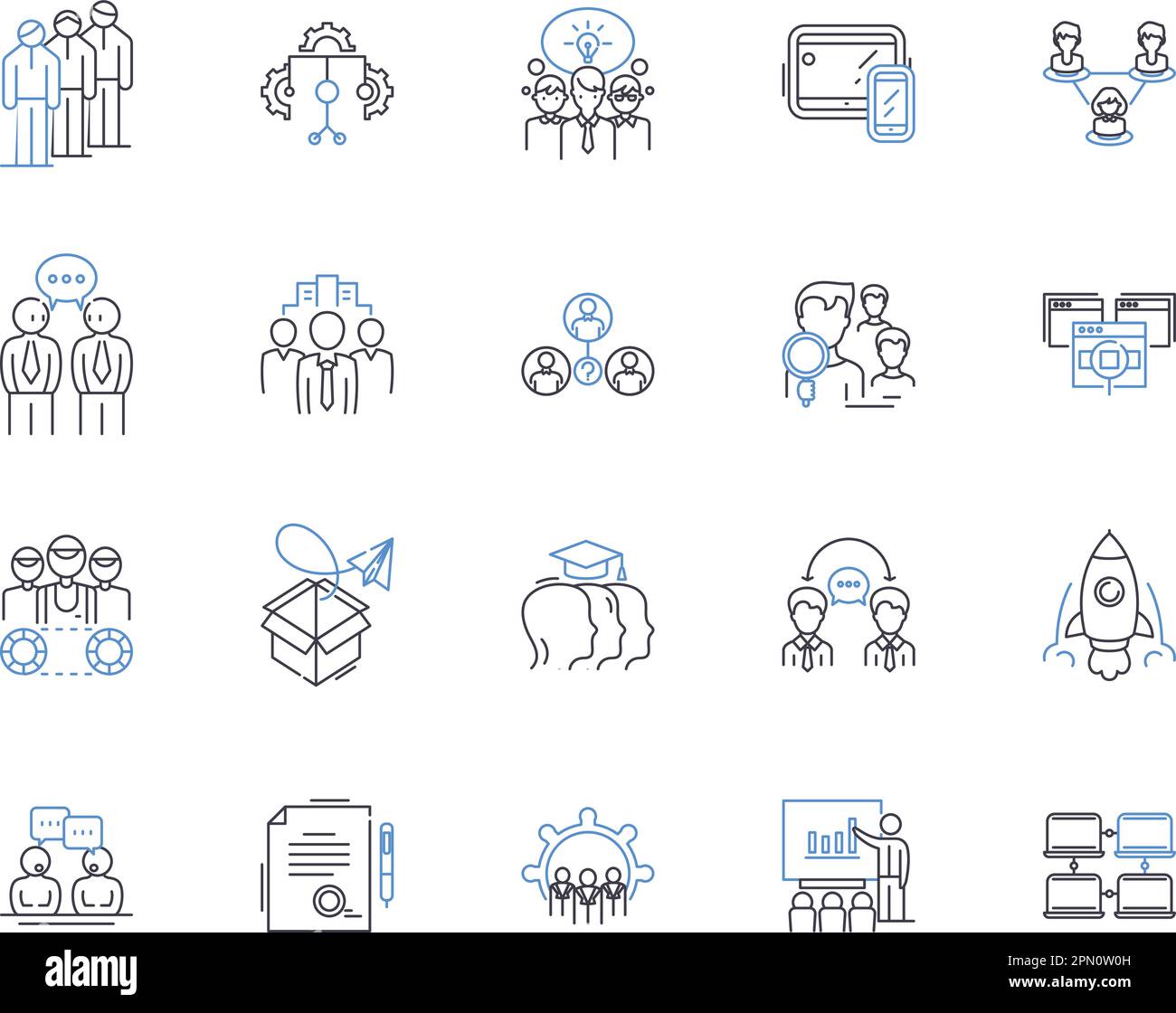Meeting and collaboration outline icons collection. Coordinating ...
