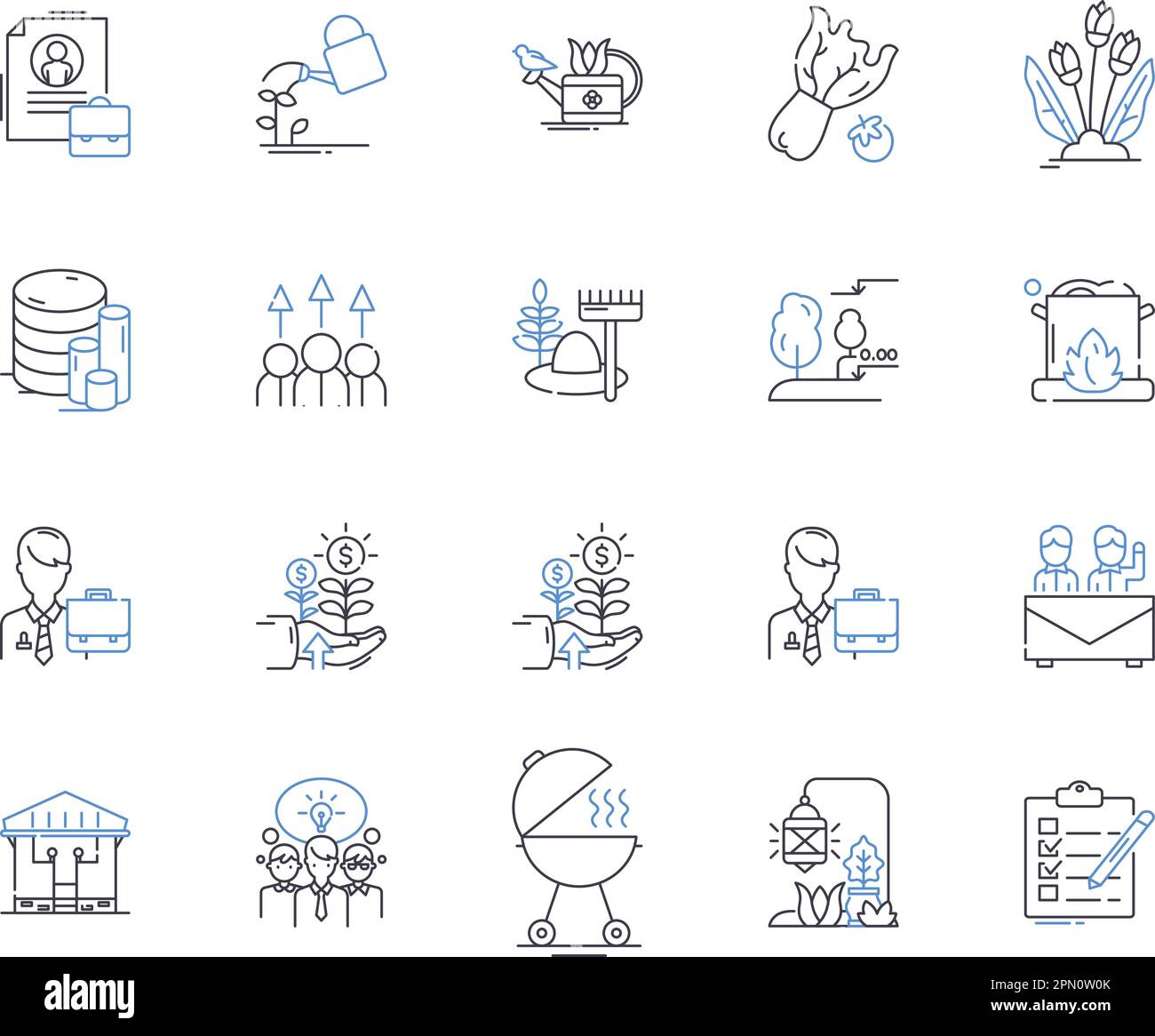 Farming business outline icons collection. Cropping, Sowing, Farming ...