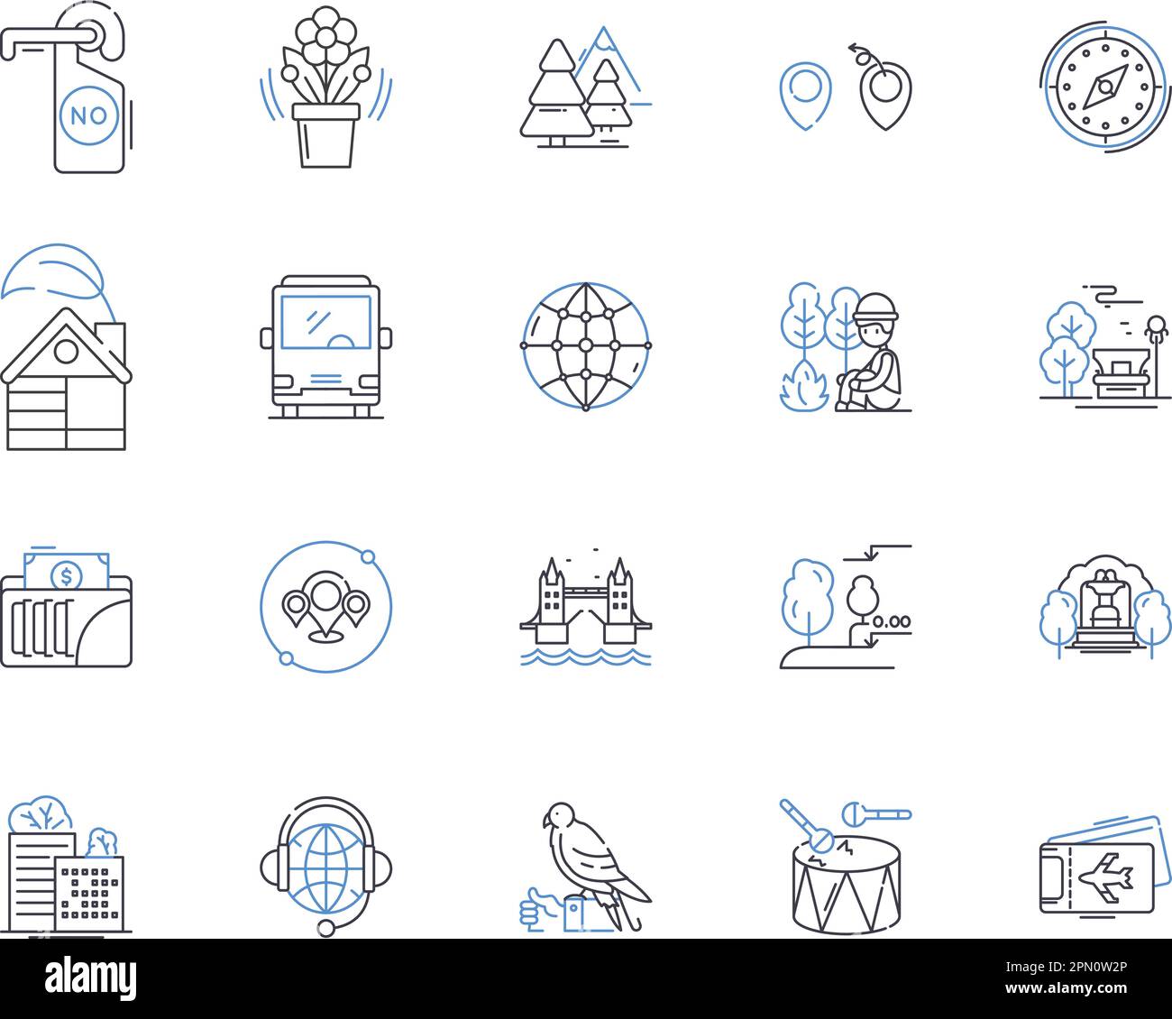 World voyage outline icons collection. Voyage, World, Tour, Journey ...