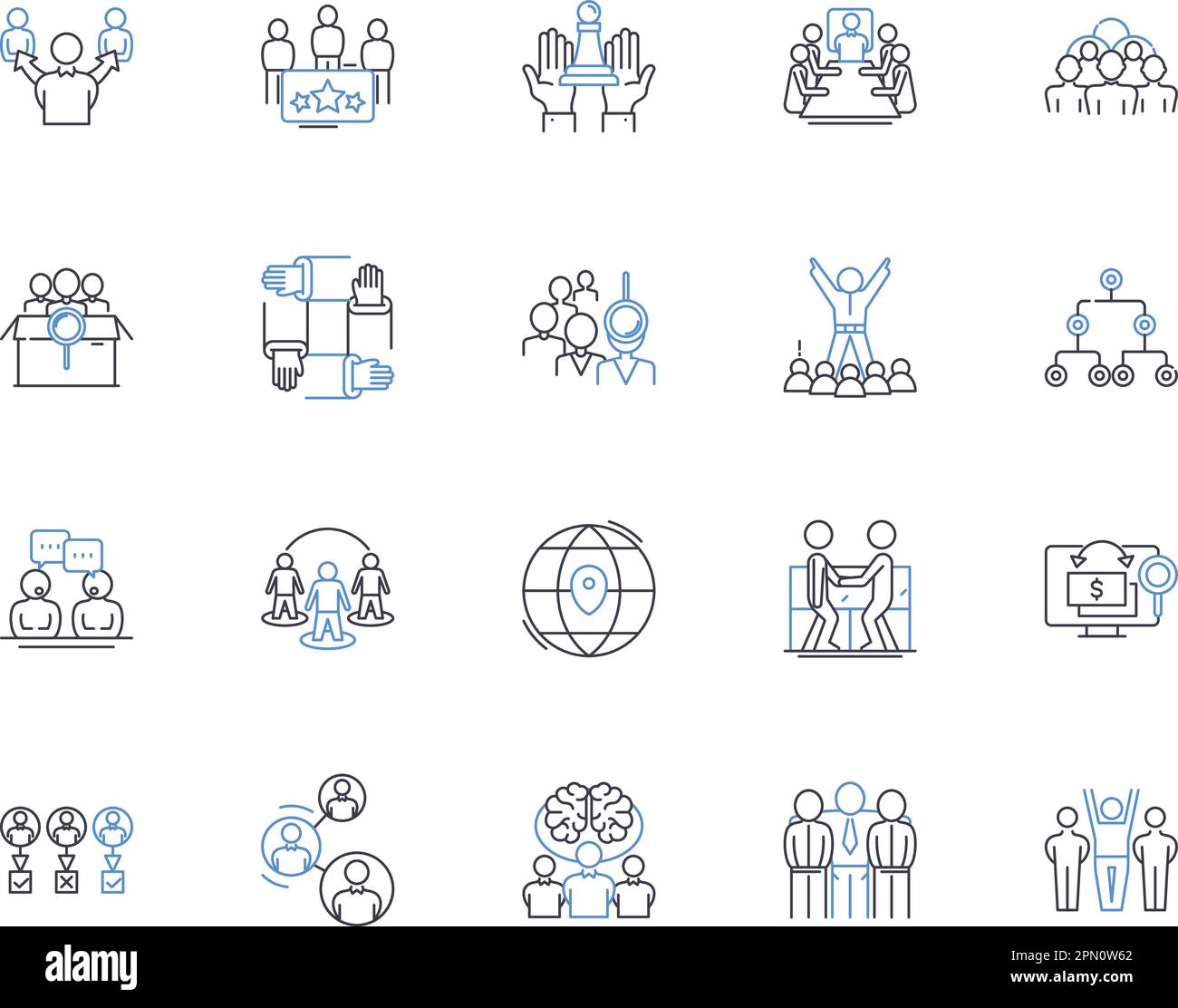 Meeting and collaboration outline icons collection. Coordinating ...