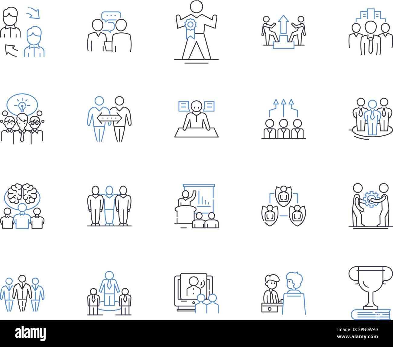 Business employees outline icons collection. Workers, Staff, Associates ...