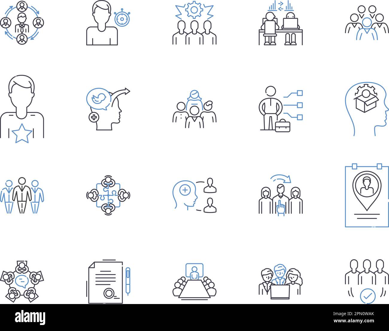 Management Office Outline Icons Collection Office Management