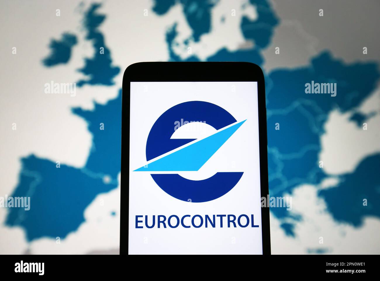 Ukraine. 15th Apr, 2023. In this photo illustration, Eurocontrol (European Organisation for the ...