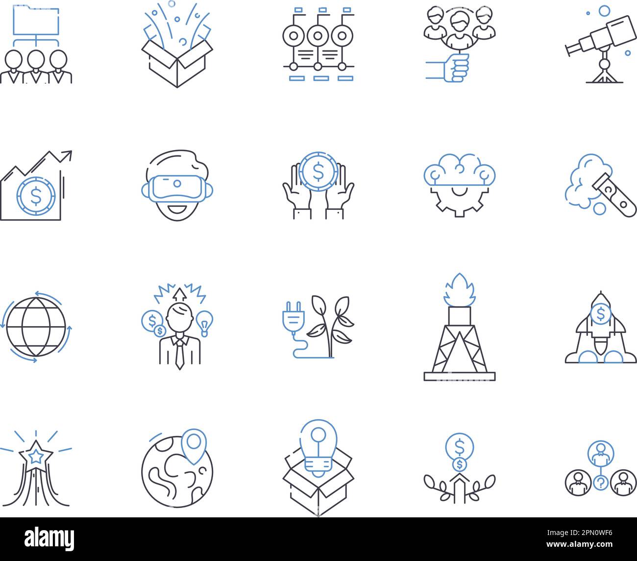 Innovation and progress outline icons collection. Innovation, Progress ...
