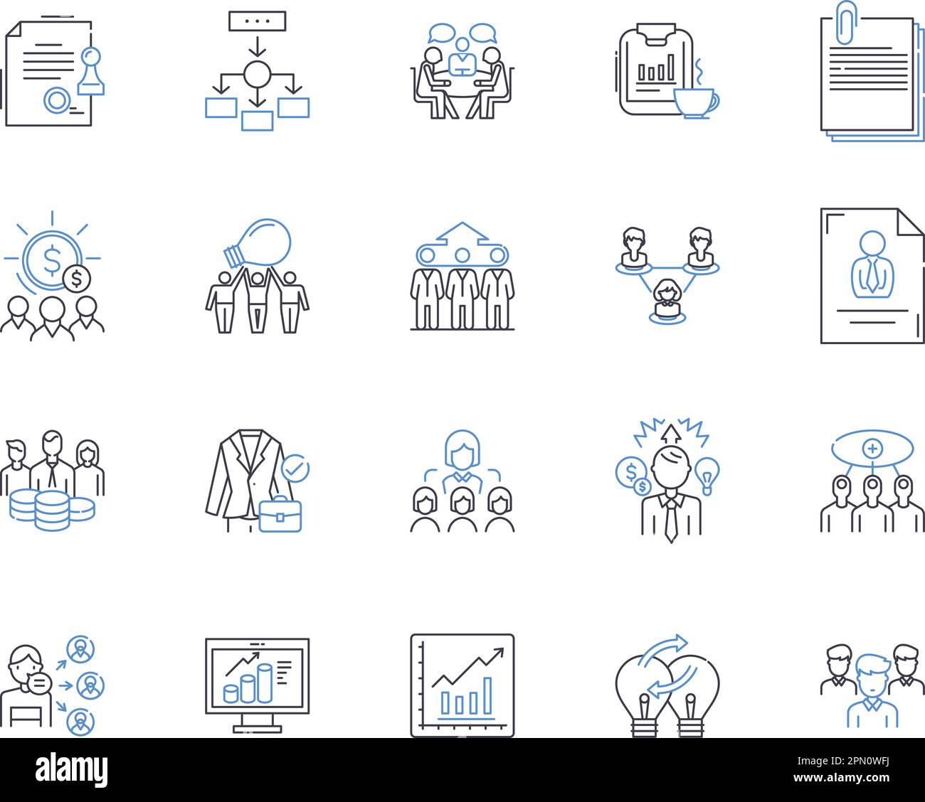 Management And Office Outline Icons Collection Office Management Staff Files Documents