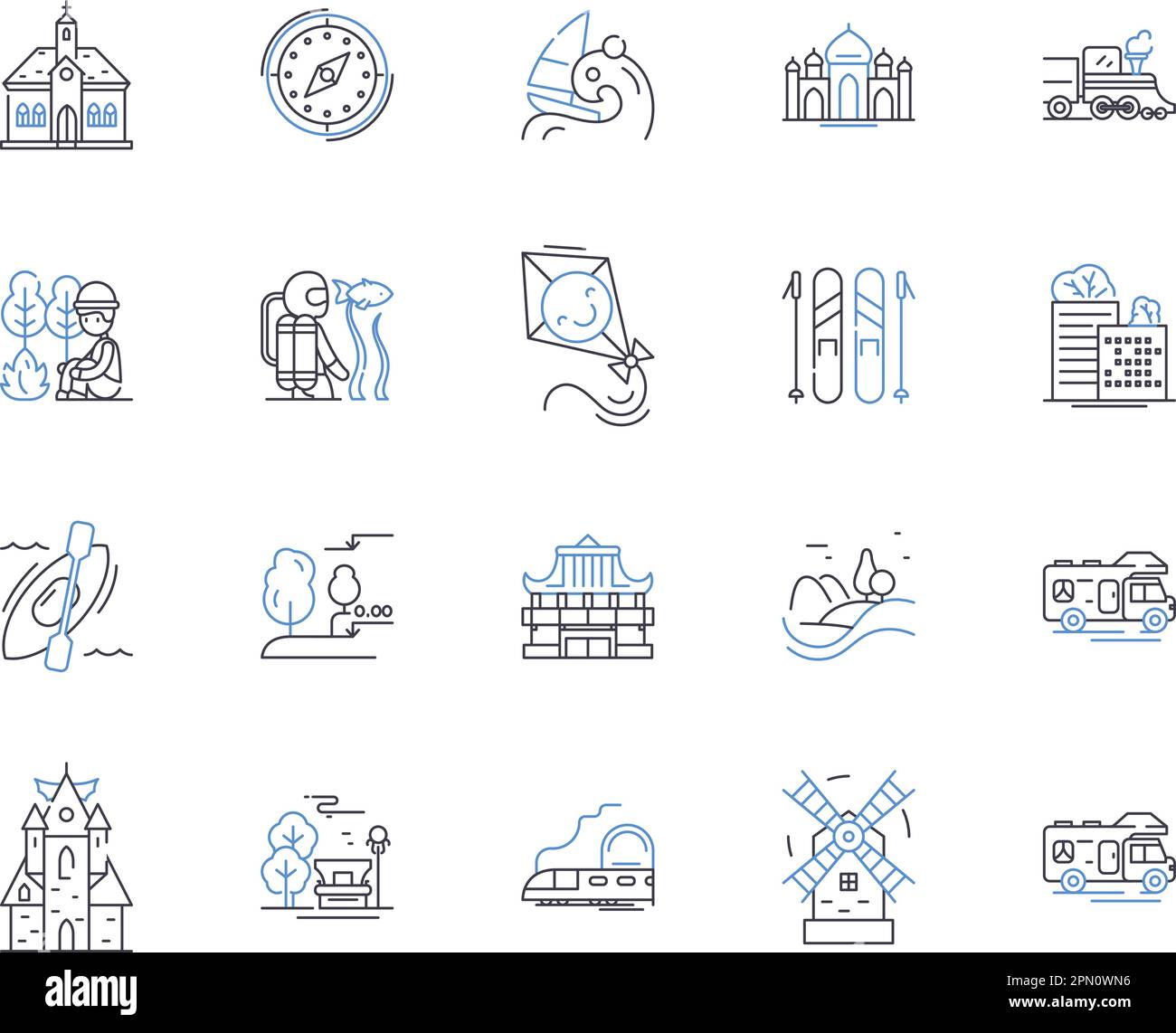 Wellness tourism outline icons collection. Wellness, Tourism, Health ...