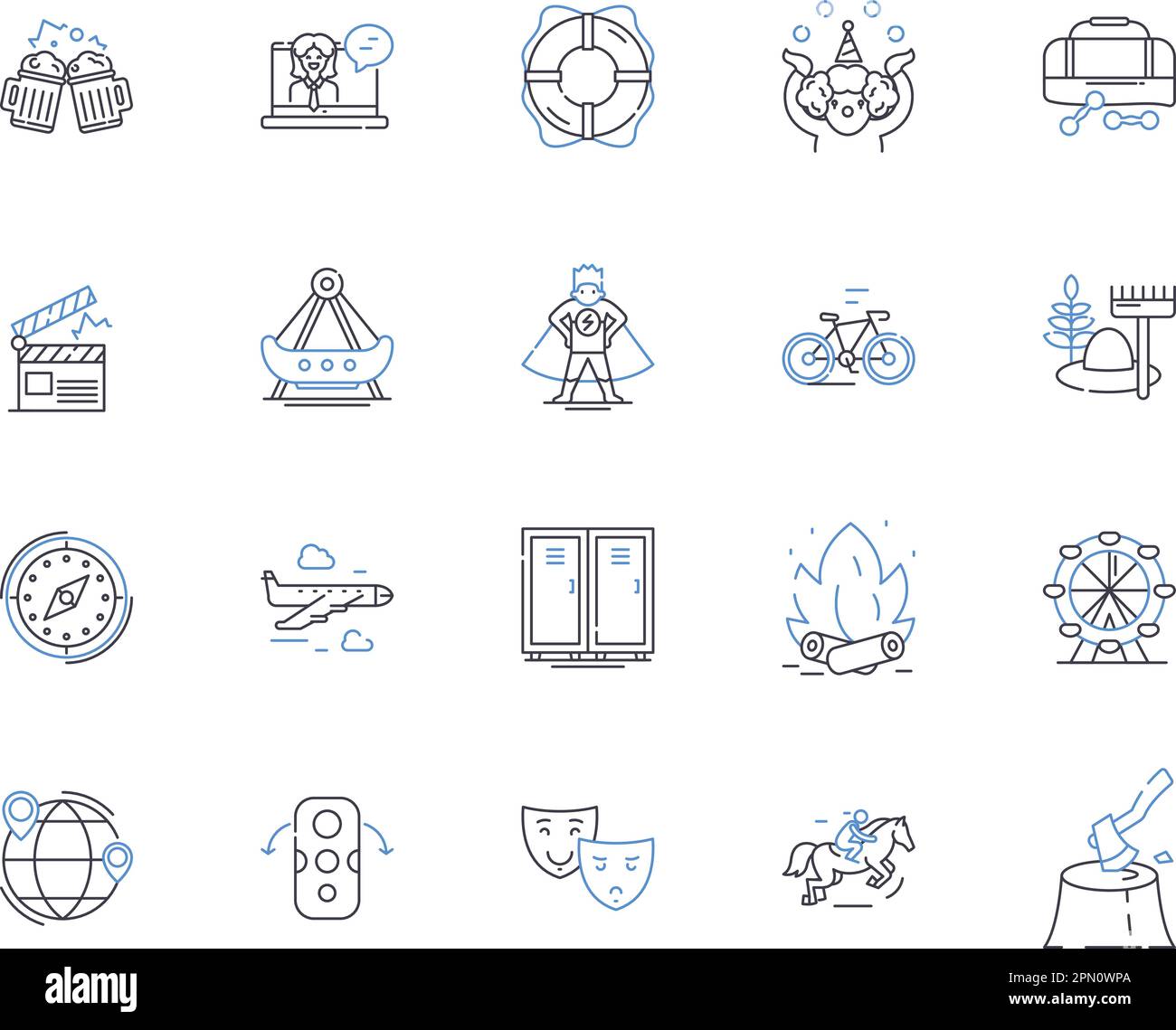 Active and sport games outline icons collection. Active, Sports, Games ...