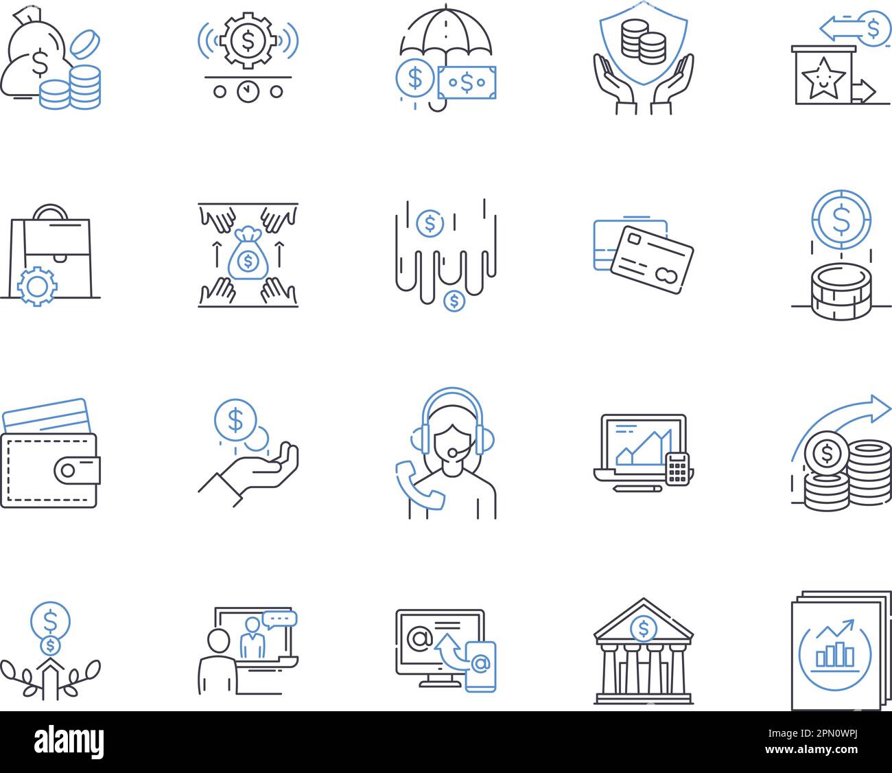 Financial advising outline icons collection. Financial, Advising ...
