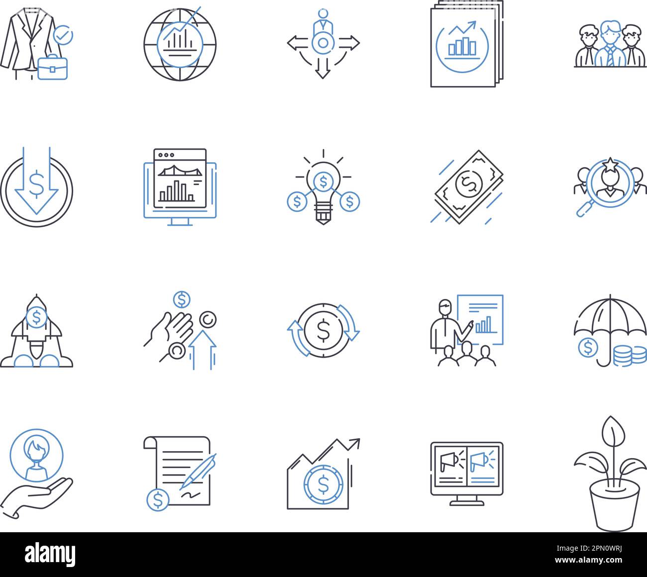 Business statistics outline icons collection. Business, Statistics ...