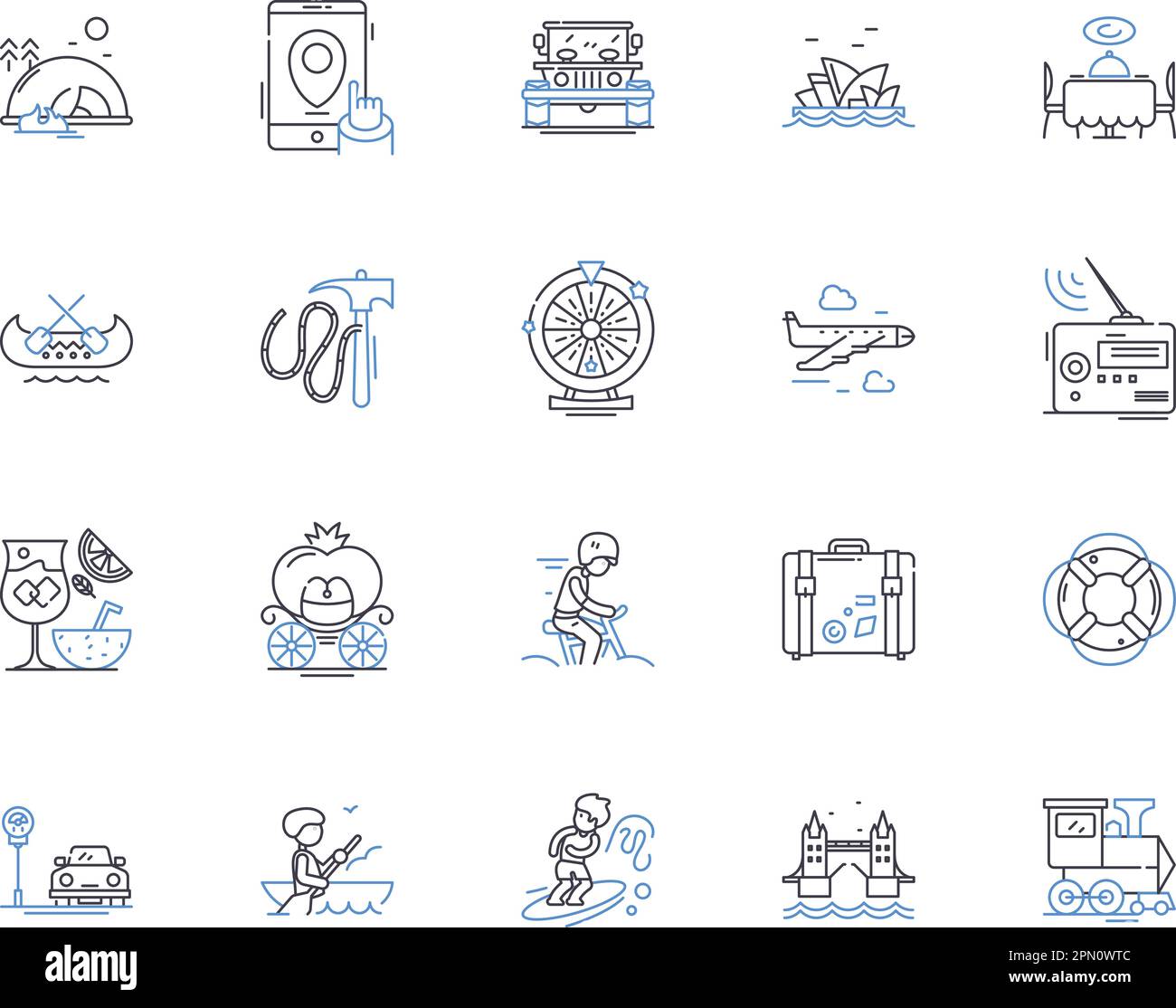Travelingand vacation outline icons collection. Holiday, Touring ...